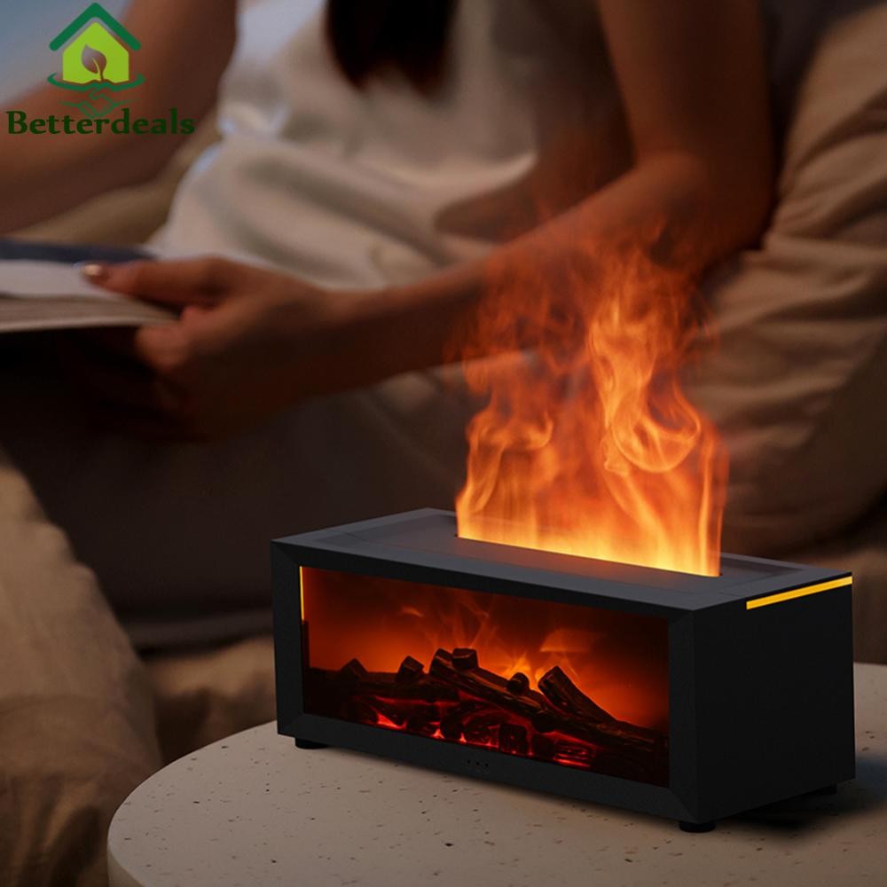 Fireplace Flame Humidifier Colorful Light Mini Home Fragrance Diffuser ...