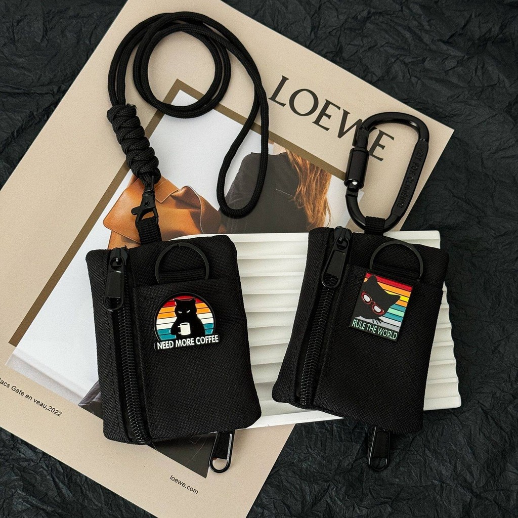 Casual Canvas Small Wallet with Hanging Neck Mini Coin Card Holder ...