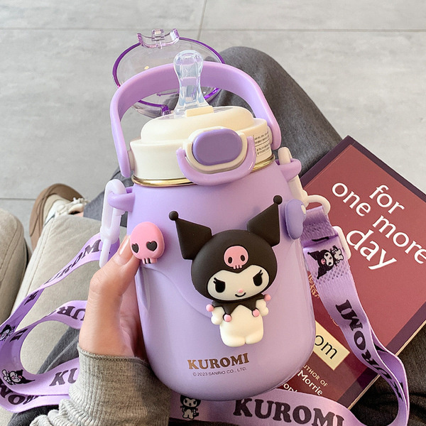 botol kuromi botol air kuromi Sanrio Kulomi Kanak-kanak Termos Cawan Gadis Cawan Air Jerami ...