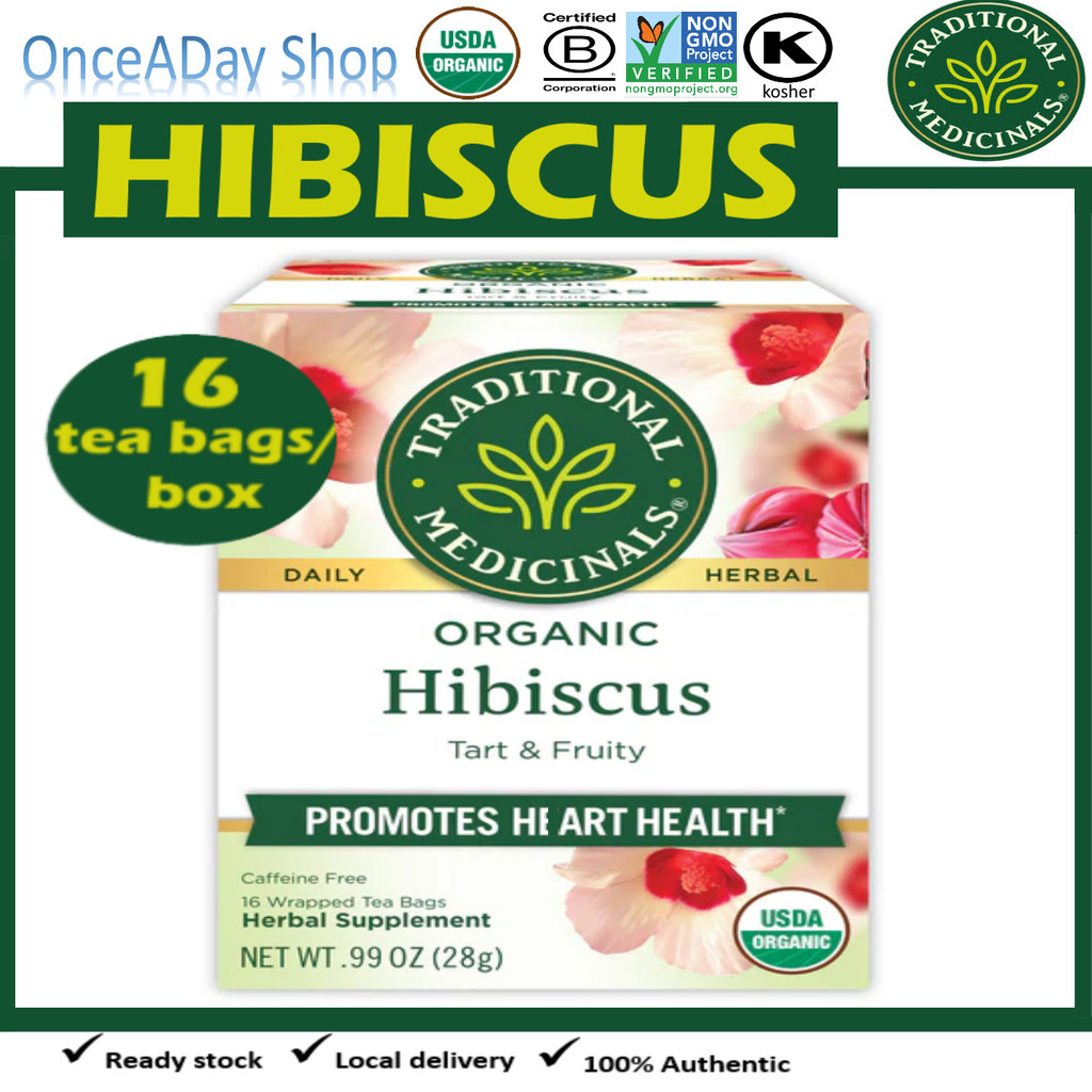 Traditional Medicinals, Organic Hibiscus Tea, Caffeine Free, 16 Wrapped ...
