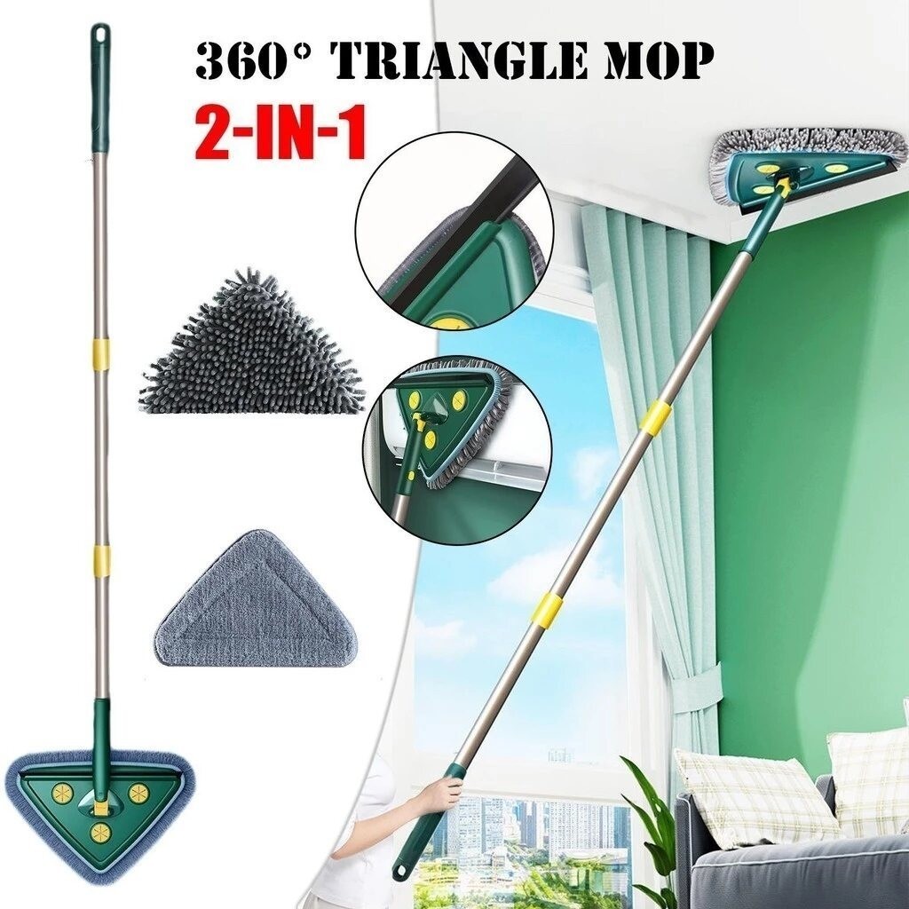 Triangle Mop 180 Degree Rotatable Adjustable Triangle Cleaning Mop ...