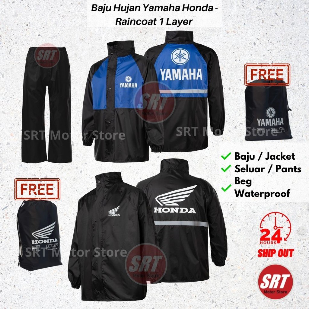 JGD YAMAHA HONDA Raincoat with Pants Baju Hujan dan Seluar Motor 1 ...