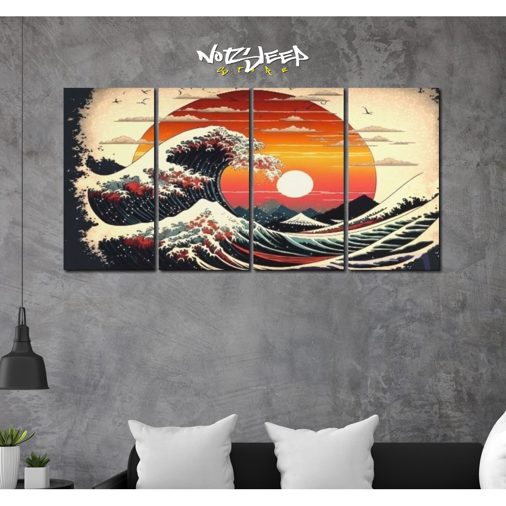 HIASAN DINDING KAYU Custom Posters Large 1set 4 80x40cm MDF Wood Frame ...