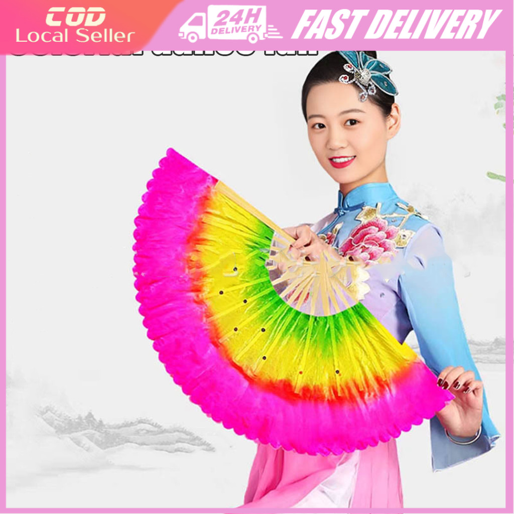Chinese Dance Fan Bamboo Belly Dance Silk Fan Colorful Silk Veil Dance ...