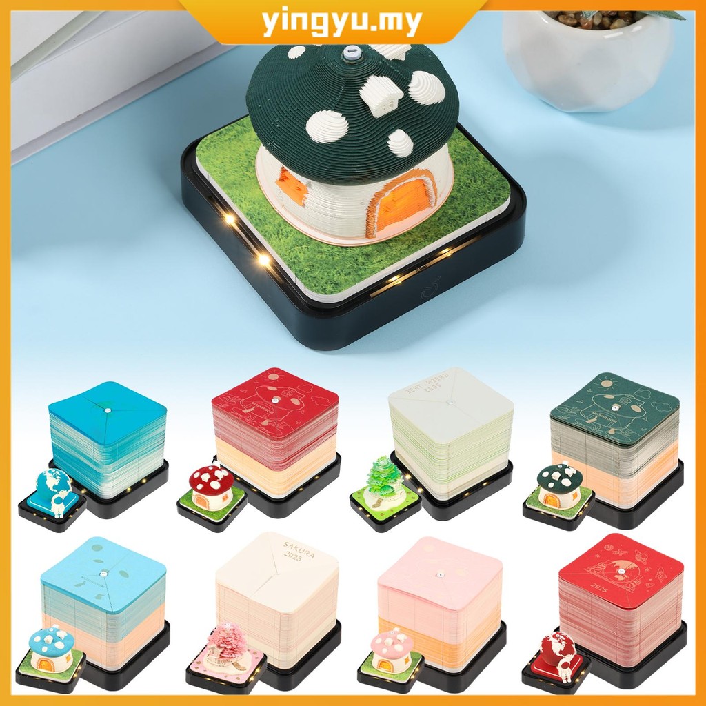 3D Desk Calendar Creative Calendar Memo Pad with LED Light Tear-Away 3D ...
