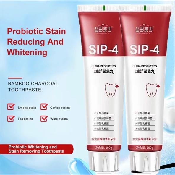 SIP-4 Probiotic Brightening White Stain Removal Toothpaste | Shopee ...