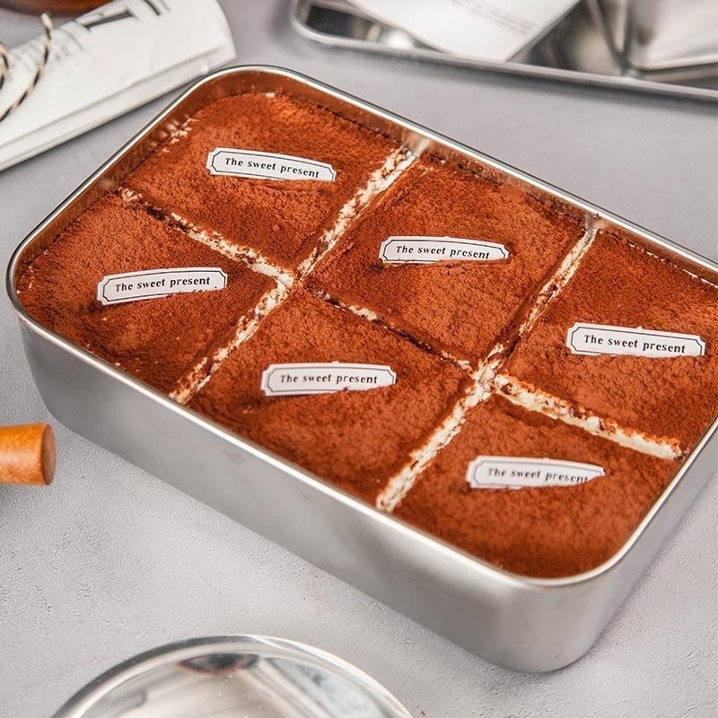 SgSELLERT Stainless Steel Tiramisu Tray Rectangular Square Plate Cake ...