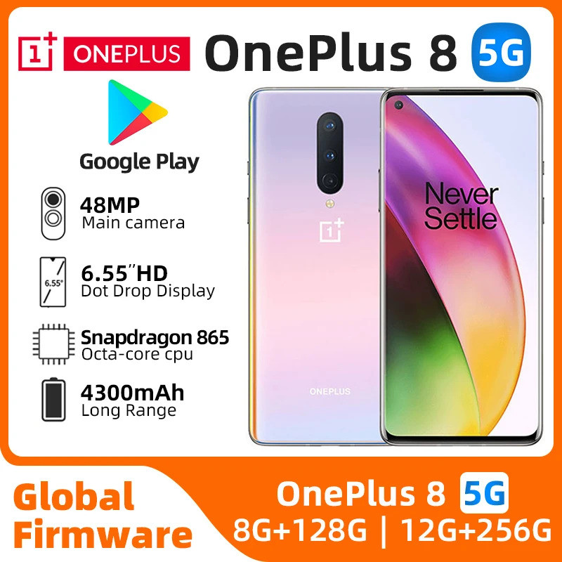 Oneplus 8 Mobile Phone 6.55" 12GB RAM 256GB Dual SIM Card Full Screen ...