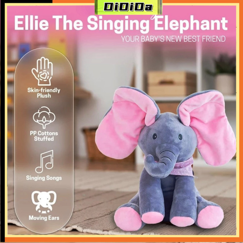 Music Elephant Toy Electric Singing Interactive Musical Plush Toy With ...