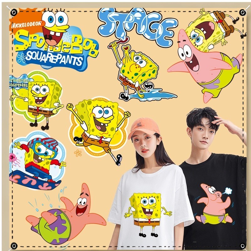 UV309 Spongebob Iron on Patches Creative Diy Shirt Sticker Cartoon T ...
