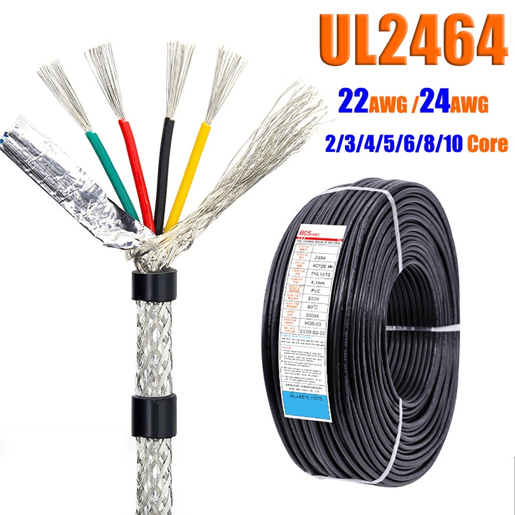 UL2464 Shielded Wire Cable 2/4/6/8/10/12 Multi-Core Tinned Copper 22awg ...