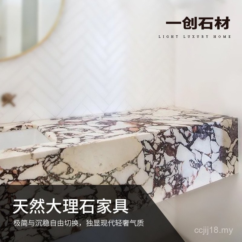 Yunfu Marmar Asli Meja Retak Cahaya Gaya Minimalis Moden Bulat Ruang ...