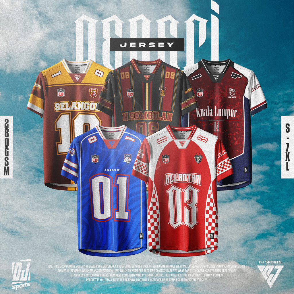 DJ SPORT P2 Jersey NEGERI Oversize NFL Lycra 280gsm/Plus Size Jersi ...
