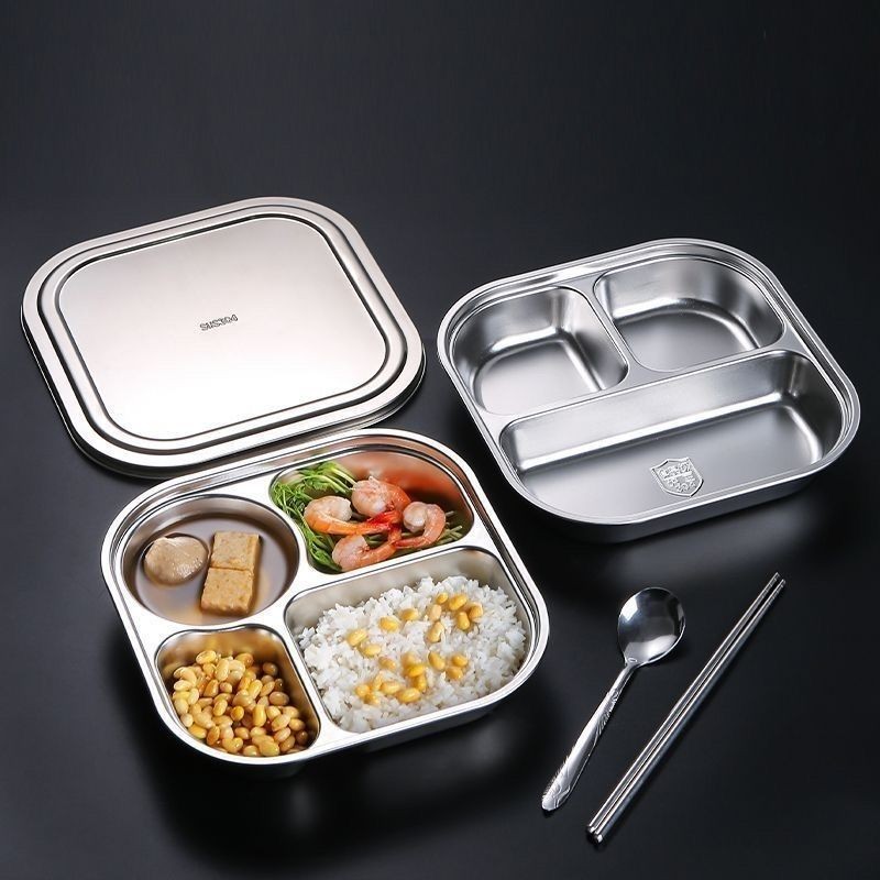 304 Stainless Steel Compartment Plate Five Compartment Canteen Large ...
