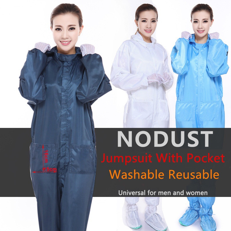 S~4XL Clean Room Overall Jumpsuit with Pocket Coverall ESD PPE Suit ...