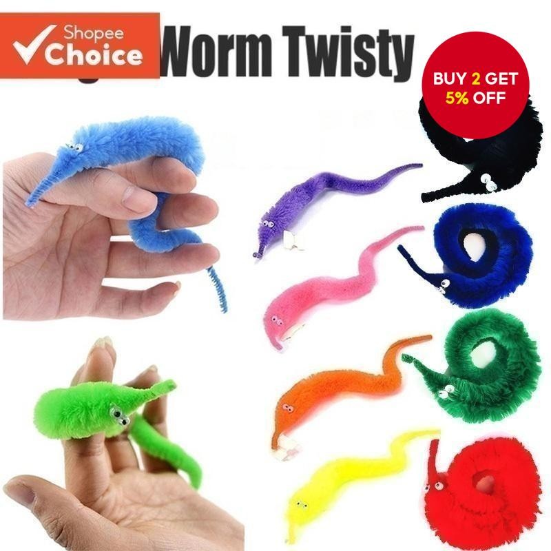 Finger Toy Magic Twisty Fuzzy Worm Wiggle Moving Sea Horse Kids Close ...