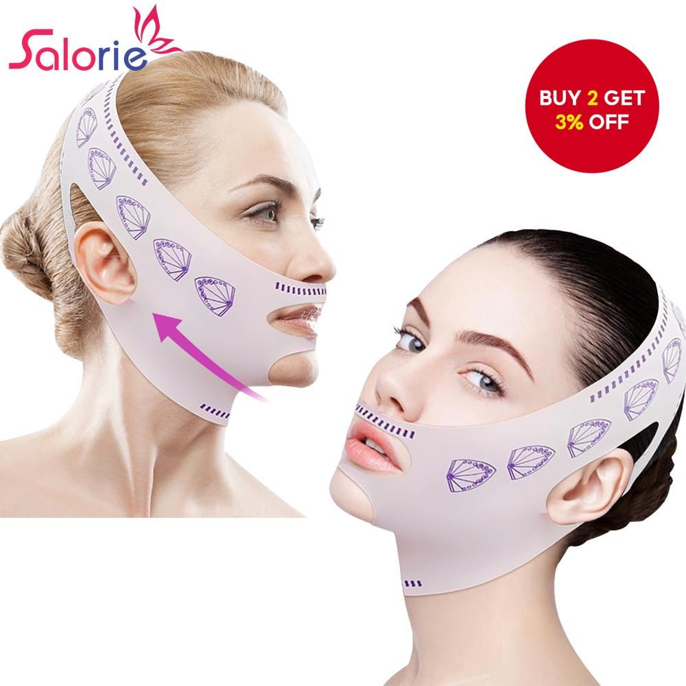 Salorie Double-Deck Facial Slimming Mask Elastic Bandage Breathable V Face Band Reduce Double ...