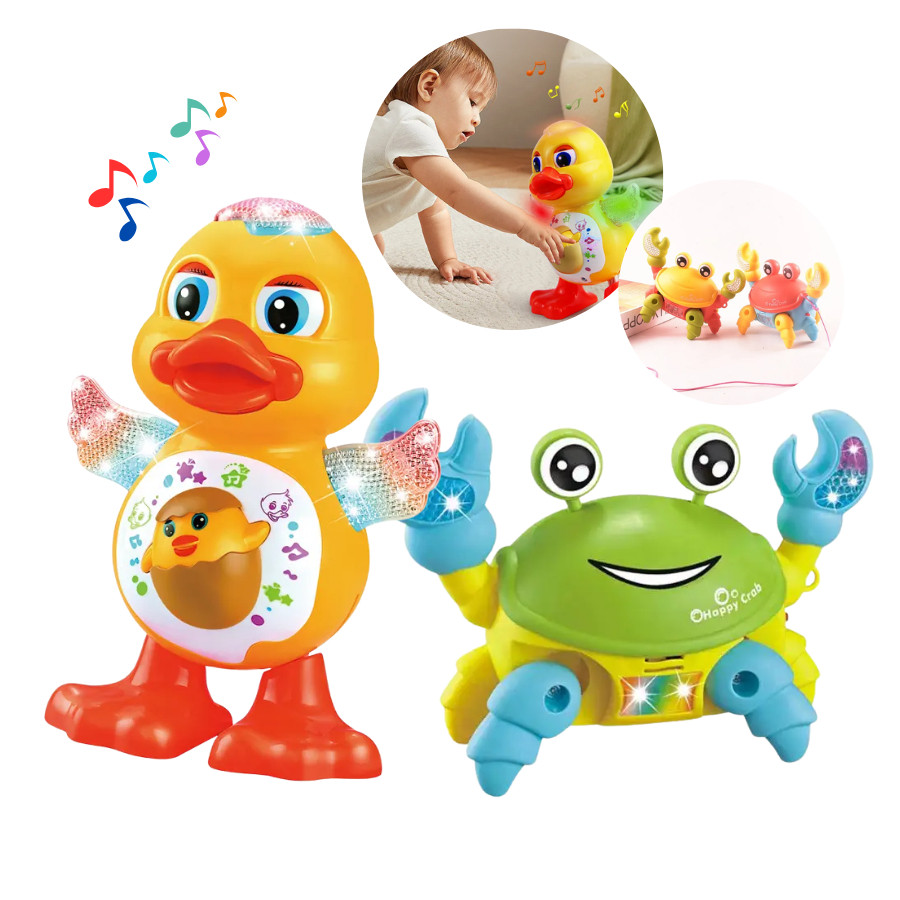 Musical Toy Kit with Running Crab and Dancing Duck that Walks, Moves ...