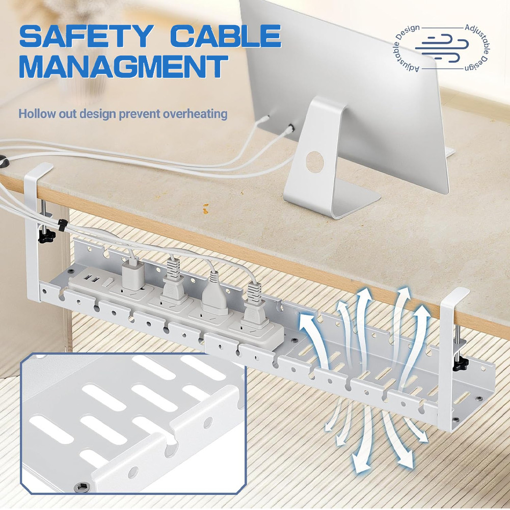 Extendable Under Desk Cable Management Tray Heavy Duty Cable Storage ...
