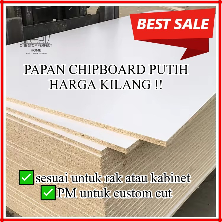 Melamine Board Chipboard Papan Chipboard White Colour New Size | Shopee ...