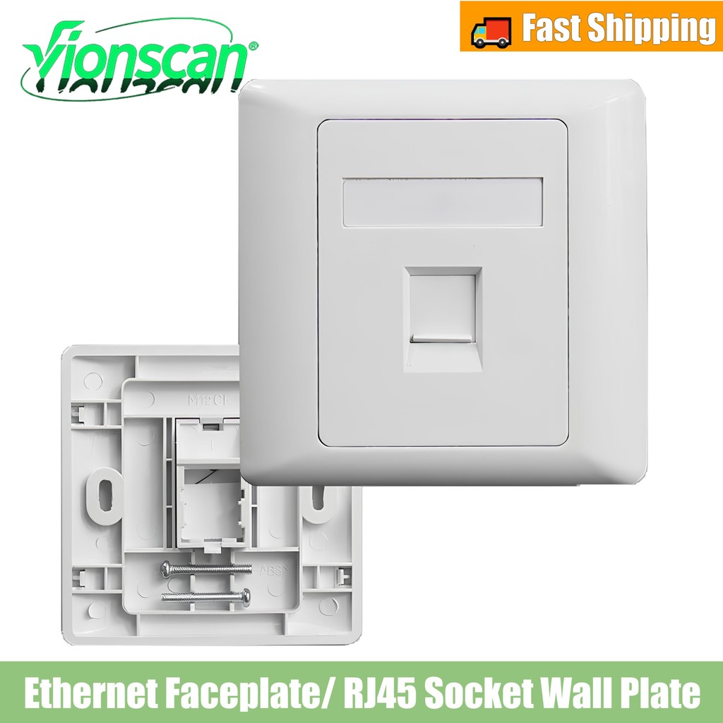 Vionscan Ethernet Faceplate Single 1-Port/Double 2-Way RJ45 Socket Wall ...