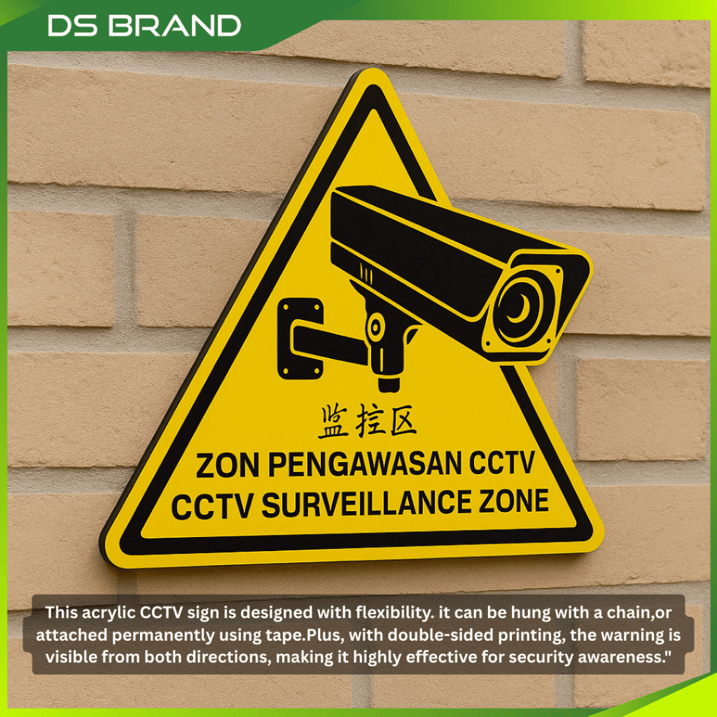 Papan Tanda Akrilik Pemantauan CCTV Premium / Premium CCTV Monitoring ...