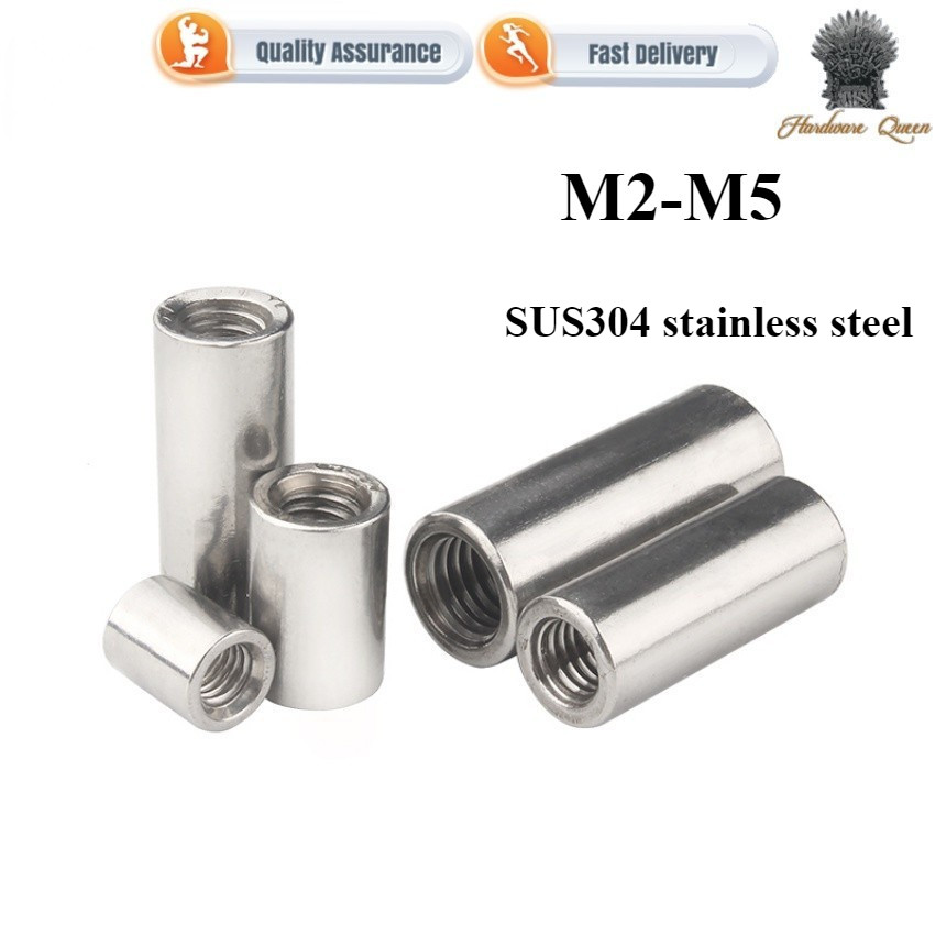 【1QP2】 SUS304 Stainless Steel Lengthen Round Coupling Nut Internal ...