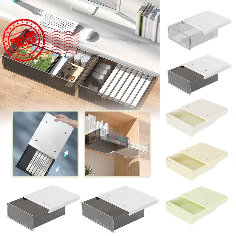 Desktop Mini Drawer Hidden Under Table Pull Out Storage Cosmetic Space ...