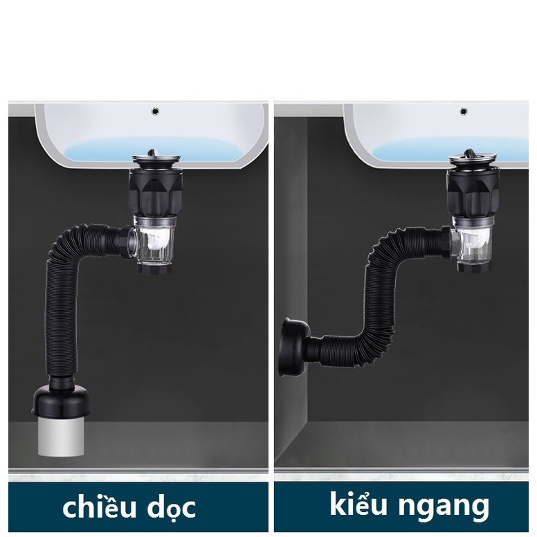 Multi-purpose sink drainage siphon, can drain 2 types: horizontal and ...