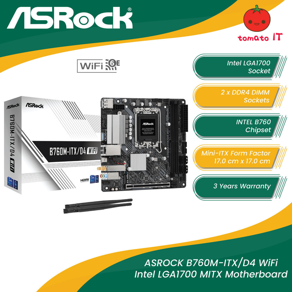 ASROCK B760M-ITX/D4 WiFi Intel LGA1700 MITX Motherboard + Intel CPU ...