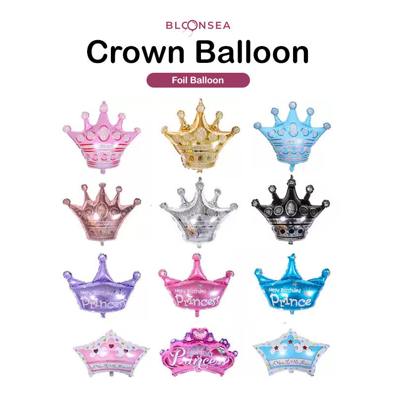 Crown Balloon Foil King Queen Golden Rose Gold Mahkota Happy Birthday ...