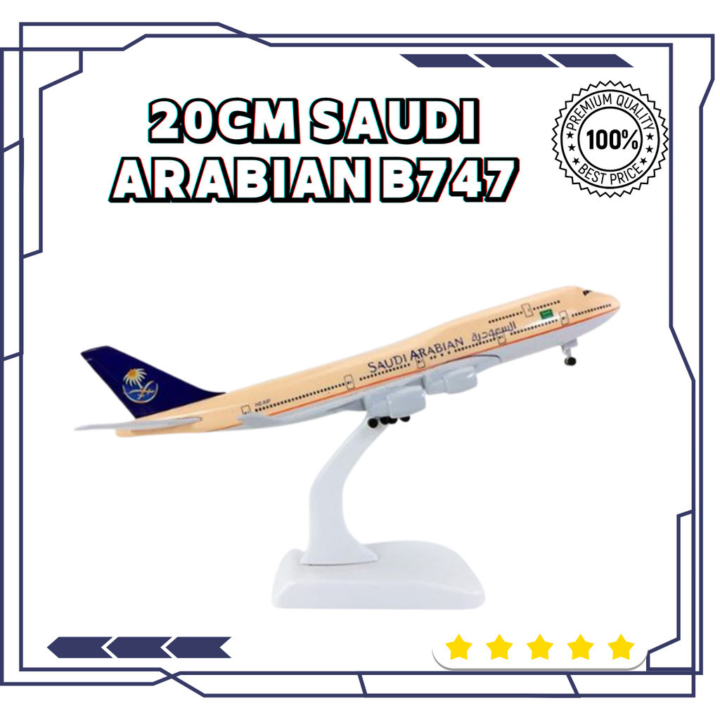 20CM SAUDI ARABIA AIRLINES BOEING B747 1:250 METAL AIRCRAFT REPLICA ...