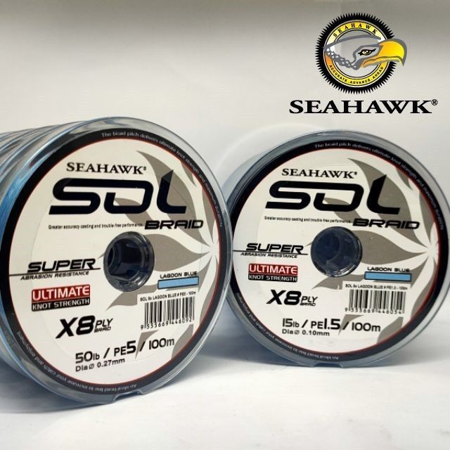 SEAHAWK SOL X8 Braided line 100M Fishing Lines sulam Tali Benang ...