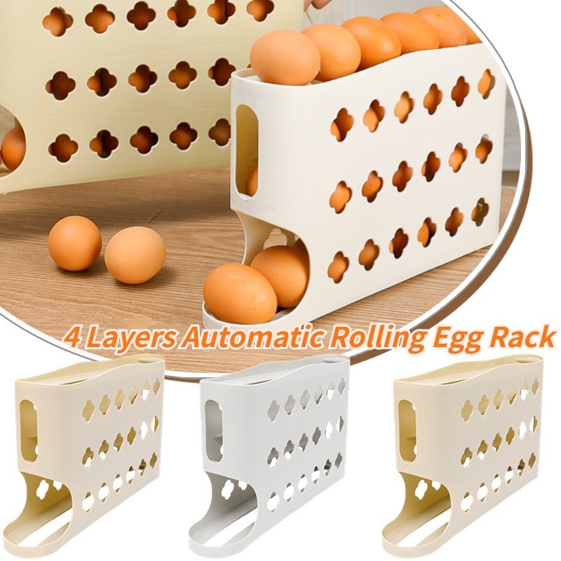 Creative 4 Layers Automatic Rolling Egg Rack Kitchen Ladder Style ...