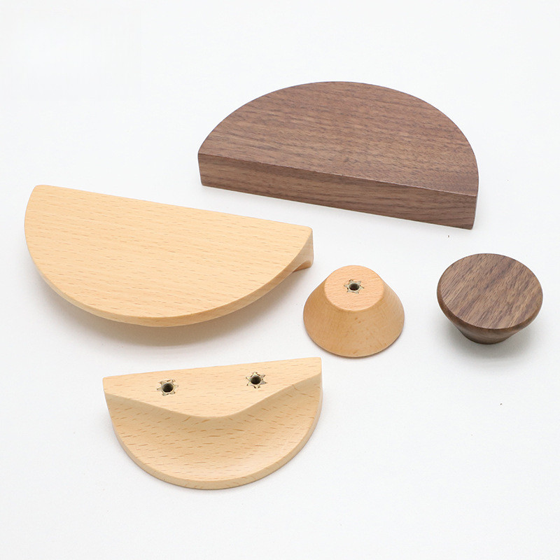 Half Round Cabinet Handle Wood Door Drawer Handle Wardrobe Knob ...