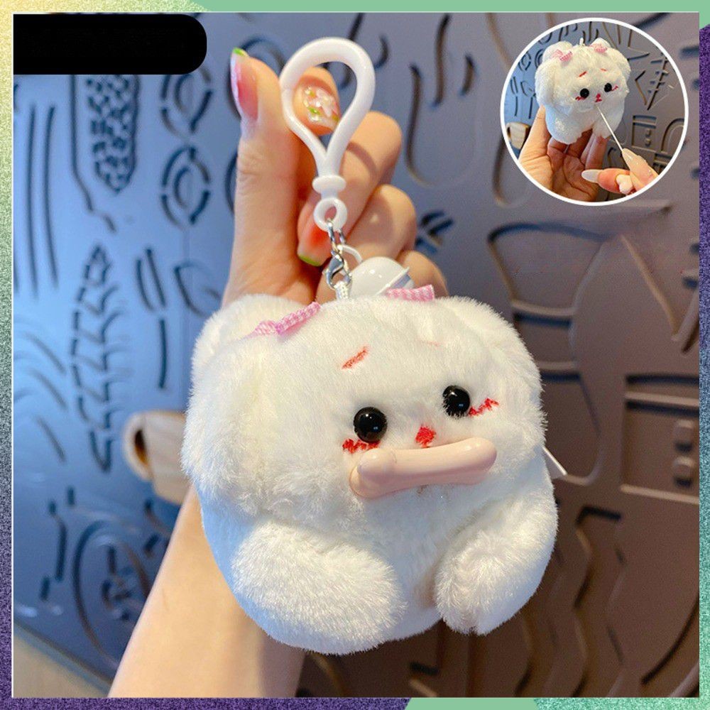 Panda Cat Plush Bag Ornament, Plush Tail Wagging Keychain, Cute Rabbit ...