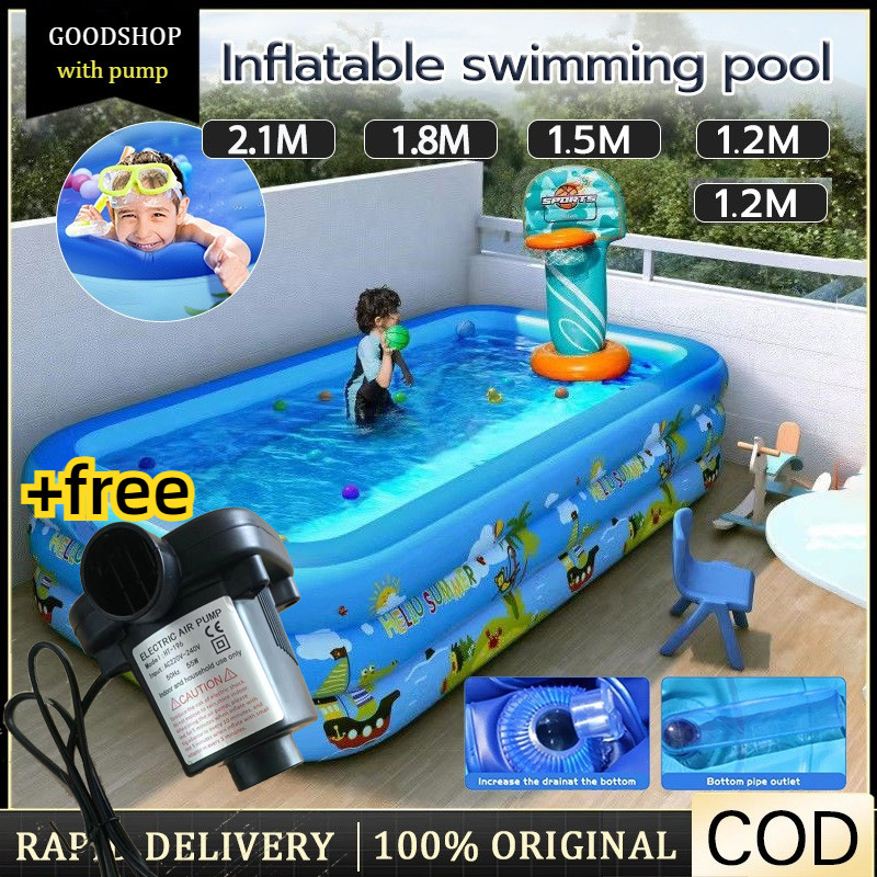 Inflatable Swimming Pool + Pump Children Pool Baby Pool Large Bath Pool ...