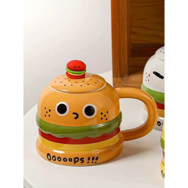 coffee mug korean mug Cawan lucu mug seronok burger emoticon cawan ...