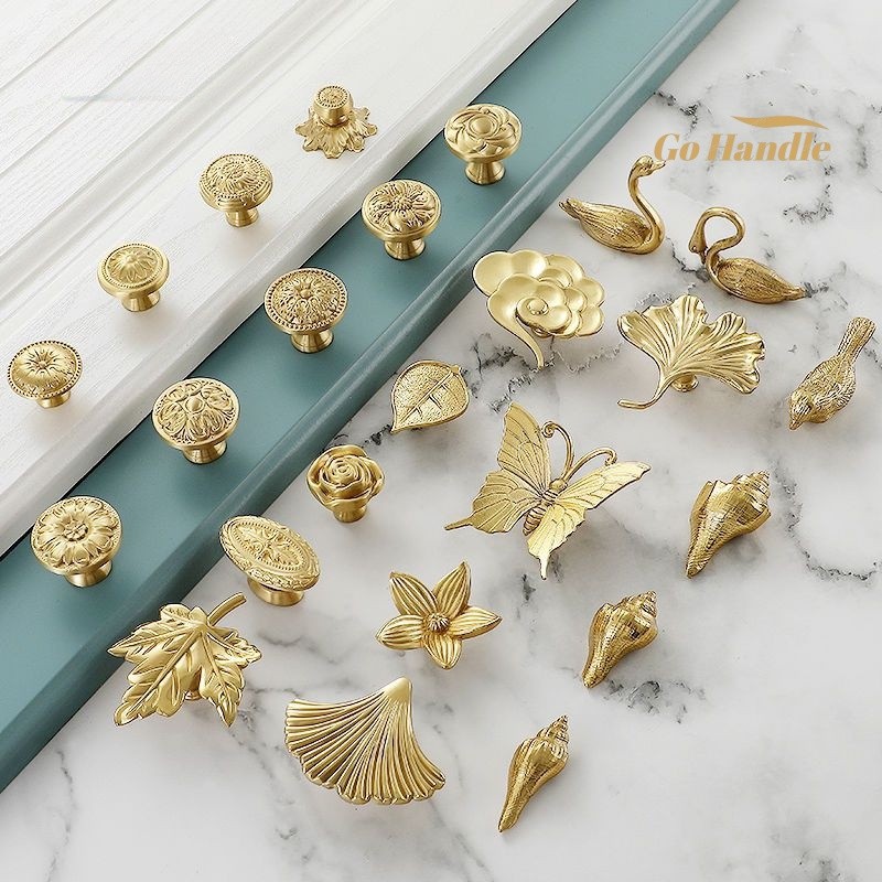 Modern Cabinet Brass Handle Golden Drawer Wardrobe Knob Furniture Light ...
