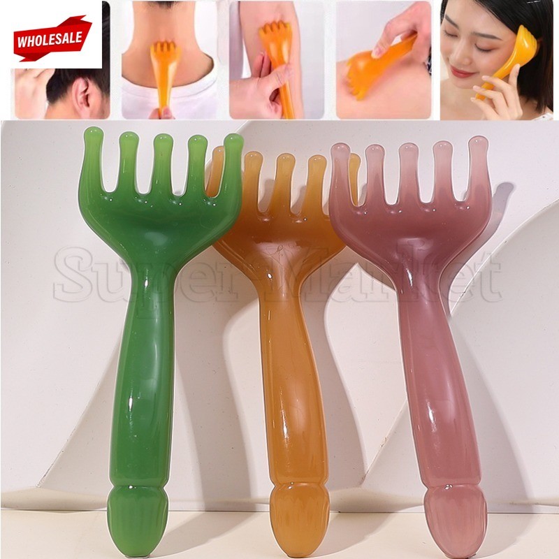 (BC) Resin Head Scraping Stick - Five Claw Massage Comb - Face Body Gua ...