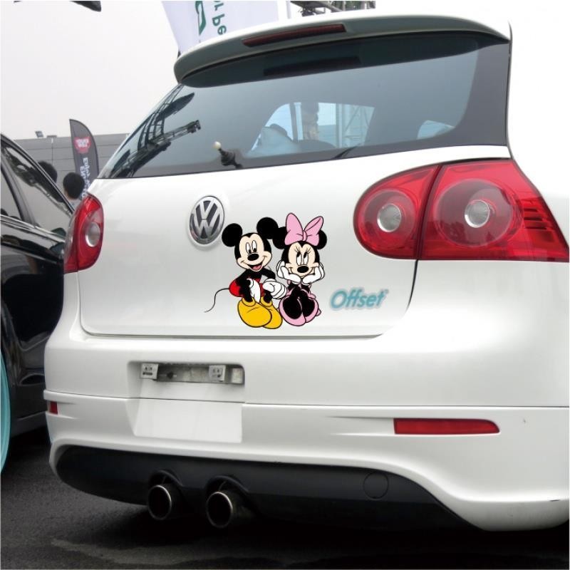 Car Sticker Mickey Minnie Couple Cute Scratch Sticker Side Door Bumper ...