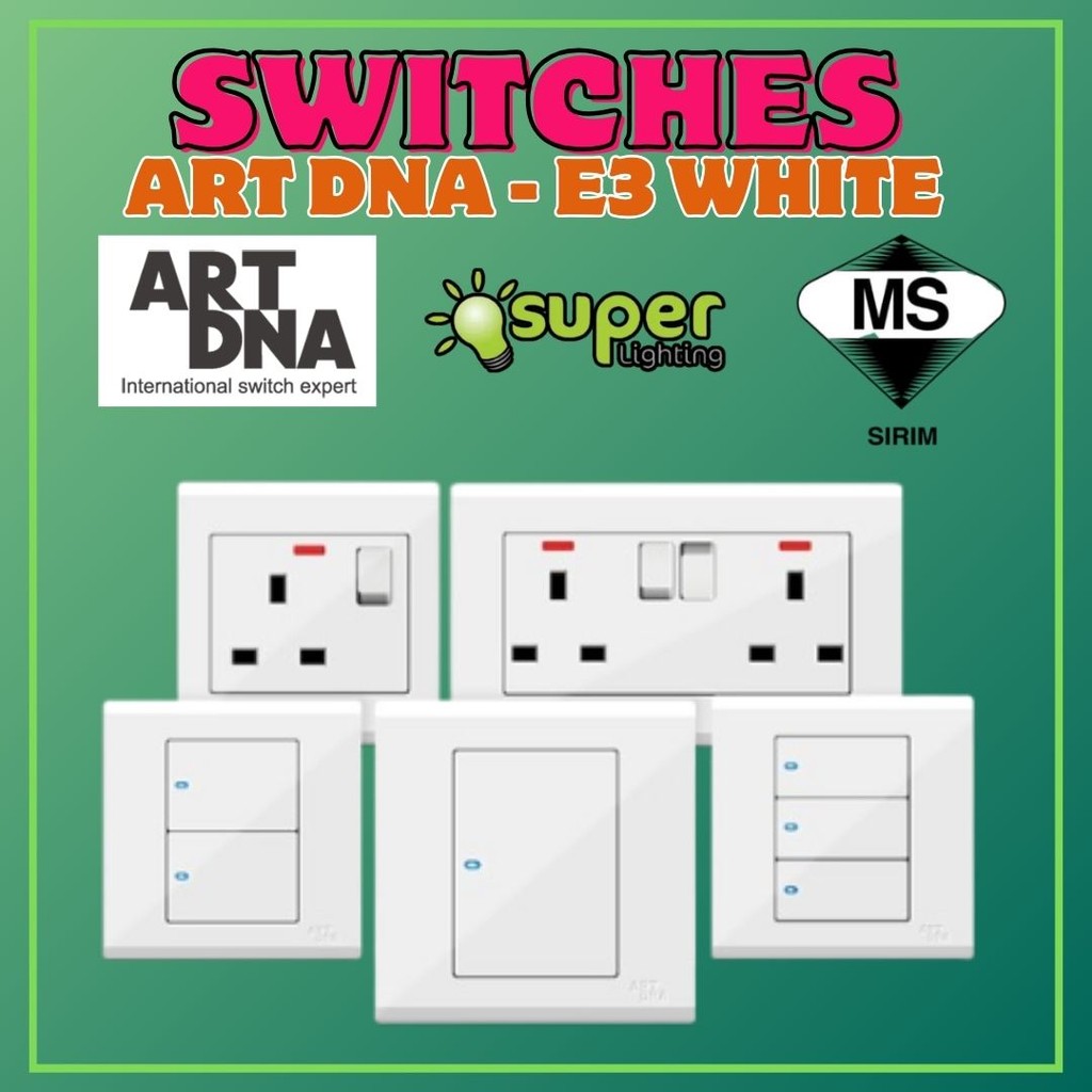 ART DNA E3 CLASSIC SERIES WHITE SWITCHES & SOCKETS *SIRIM 1 YEAR ...