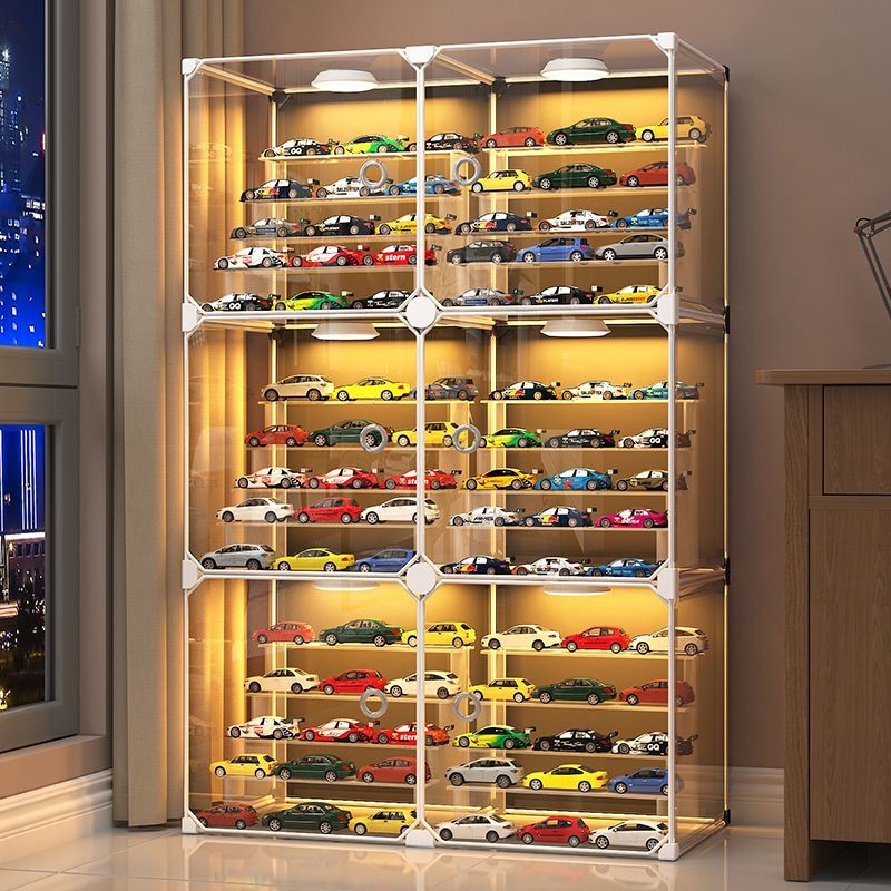 Children Alloy Car Model Storage Rack Transparent Display Cabinet Wall ...