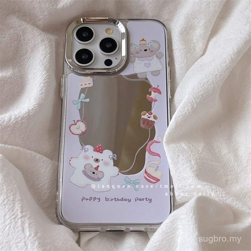 Mirror Protective Shell Cartoon Cake Apple Bear Cute Mobile Phone Shell ...