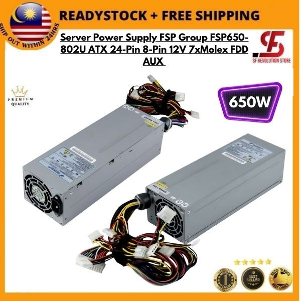 Server Power Supply FSP Group FSP650-802U ATX 24-Pin 8-Pin 12V 7xMolex ...