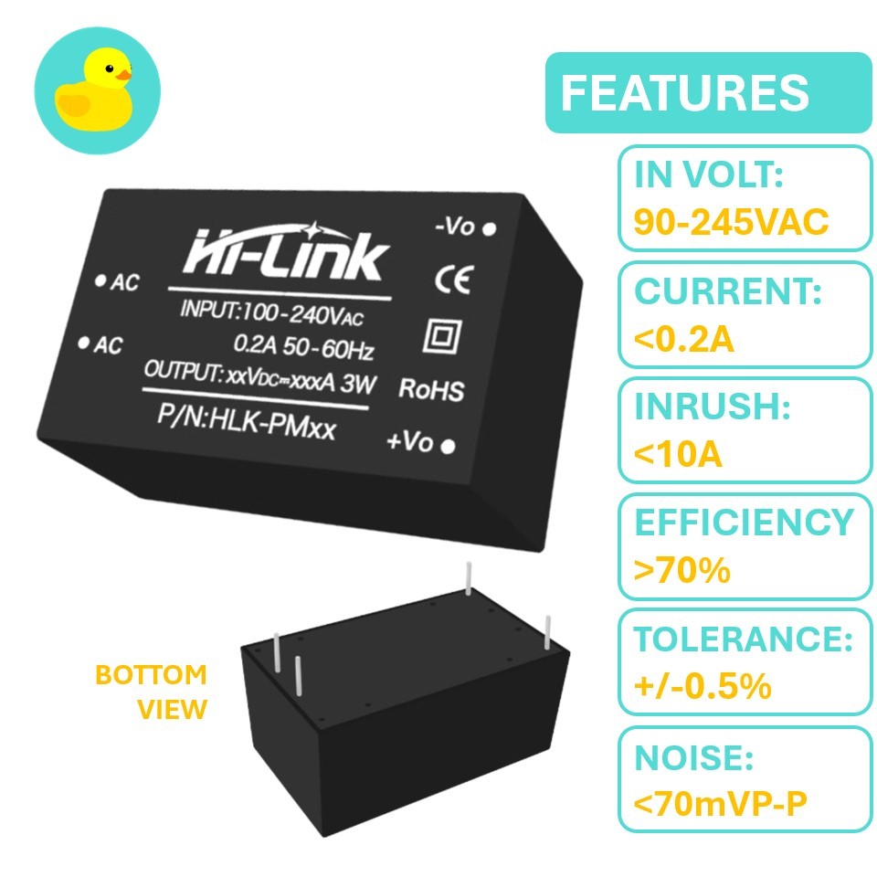 HLK-5M05 HLK-5M12 HLK-5M24 220V To 5V 12V 24V 5W AC-DC Step Down Buck ...