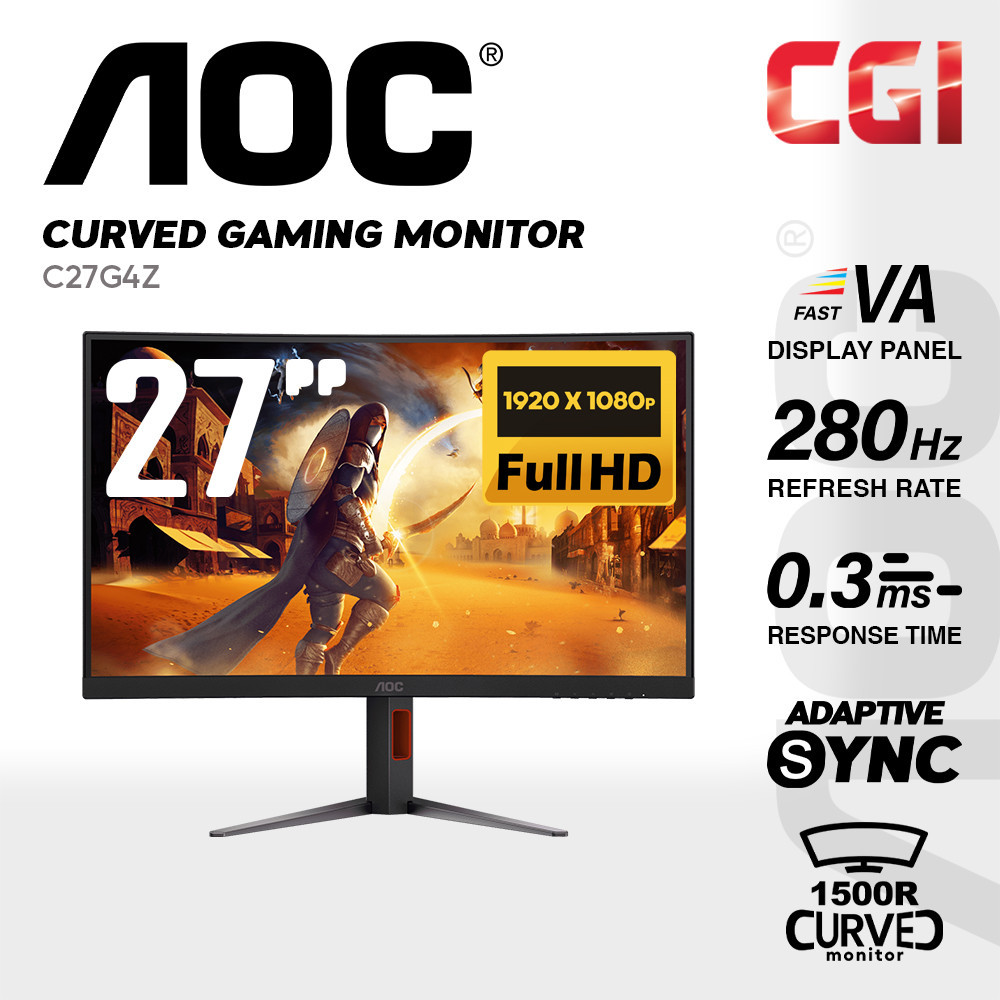 AOC 27" C27G4Z Fast VA FHD HDR10 Adaptive Sync 280Hz 0.3ms Ergonomic ...