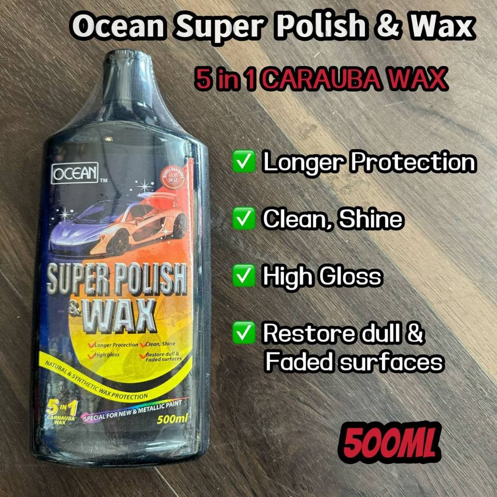 Ocean Super Polish & Wax 500ml 5in1 Longer Protection, Clean, Shine ...