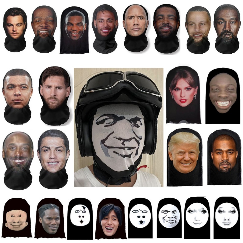 Elastic Mesh Full 3D Funny Facial Mask Seamless CR7 Ronaldo Kanye ...