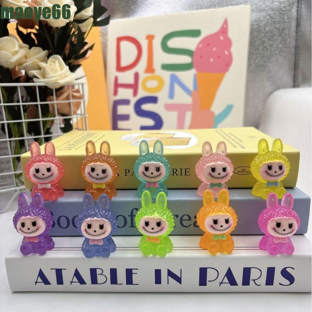 MAOYE Candy Color Labubu Dolls, Noctilucent Luminous Cartoon Resin ...